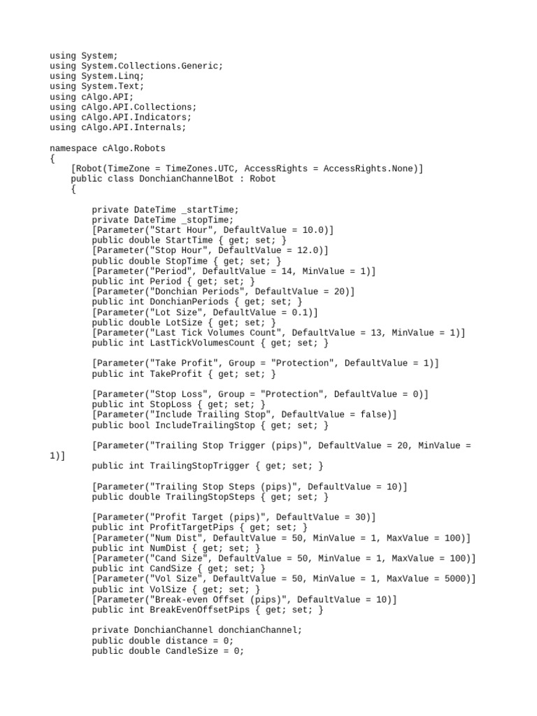 Calgo API: Donchian Channel Bot | PDF | Order (Exchange) | Parameter ...