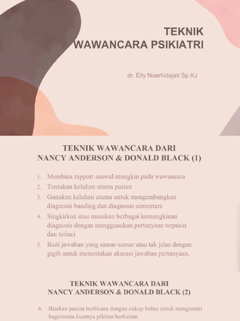 KULPAK Teknik Wawancara Psikiatri - DR - Elly Noerhidajati, SP - KJ | PDF