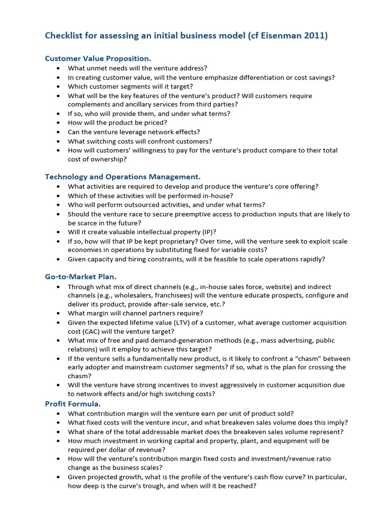Eisenman Check List | PDF | Investing | Market (Economics)