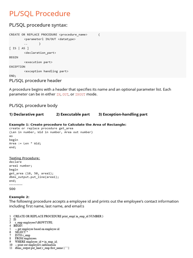 4procedures Functions | PDF | Pl/Sql | Software Engineering 4procedures Functions | PDF | Pl/Sql | Software Engineering