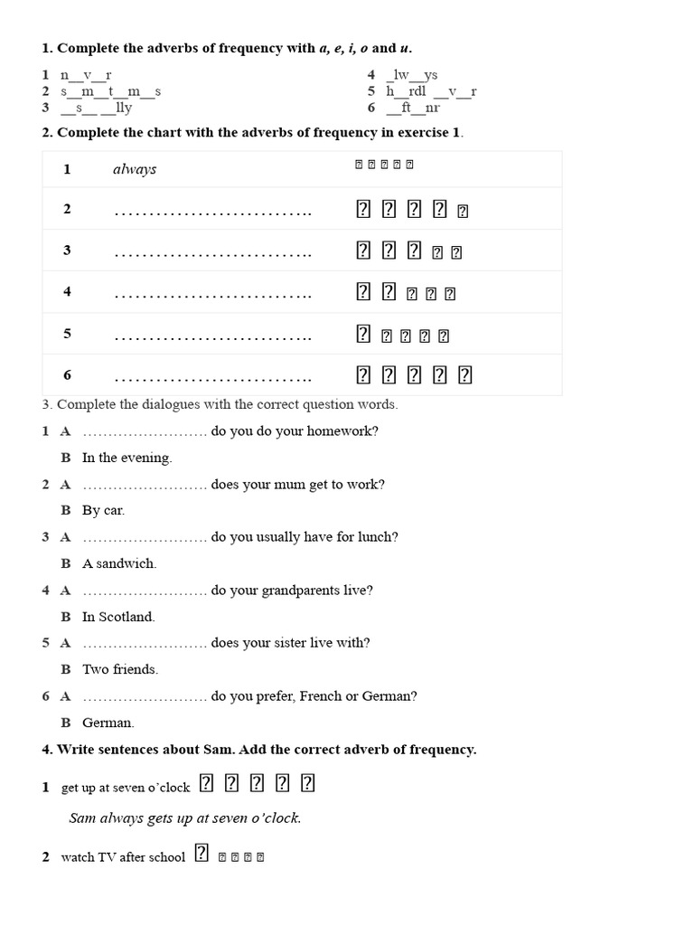 Adverbs of Frequency Question Words | Download Free PDF | Language Mechanics | Syntax