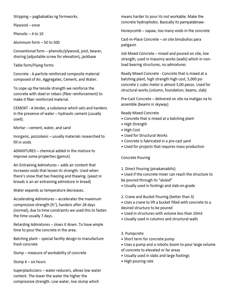 Chapter 3 Reviewer | PDF | Concrete | Cement