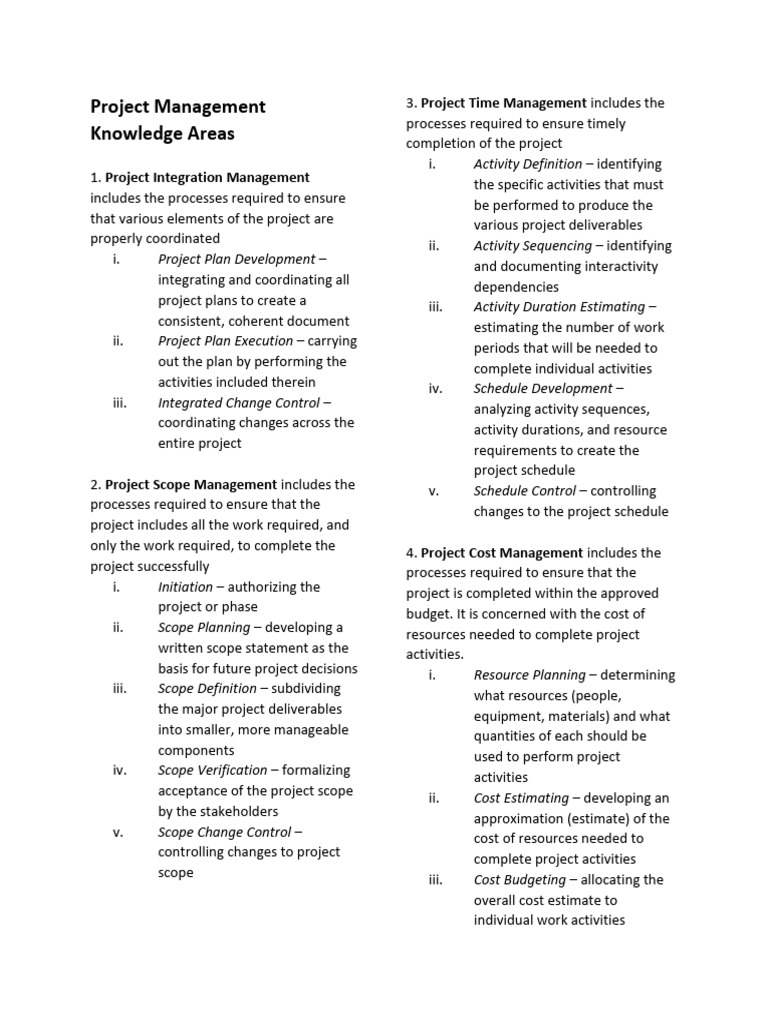 Project Management Knowledge Areas Reviewer | PDF | Risk | Project ...