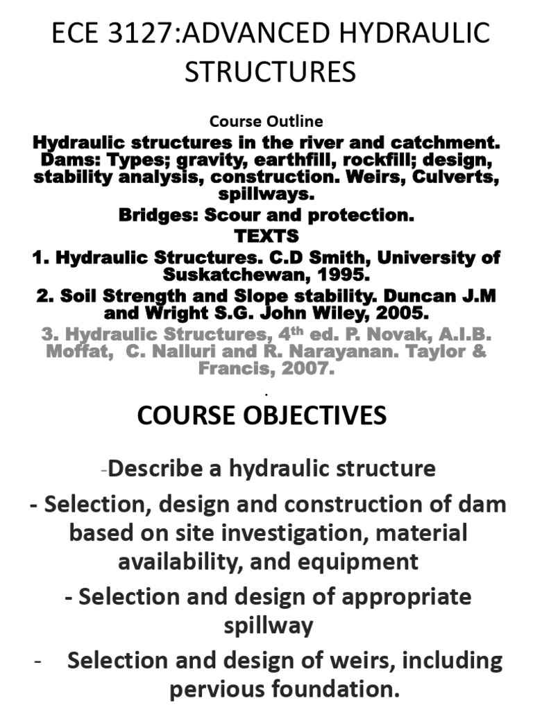 Advanced Hydraulic Structures Course Outline | PDF | Applied And ...