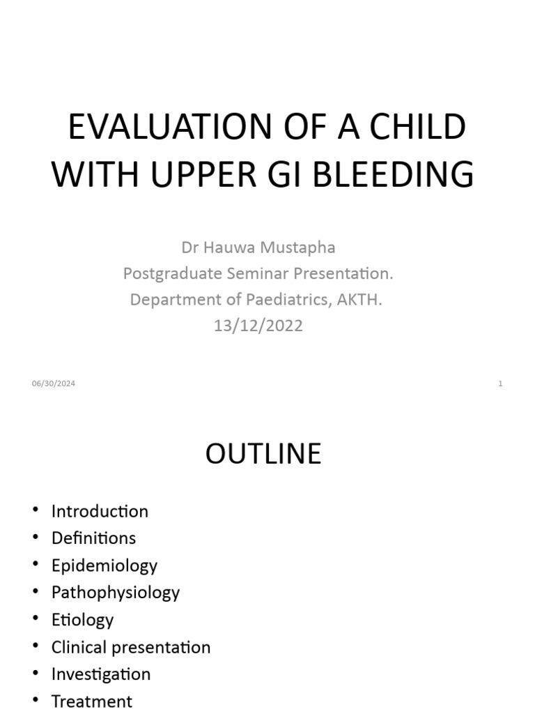 Evaluation of A Child With Ugi Bleeding | PDF | Digestive Diseases ...