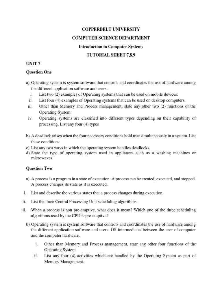 Tutorial Sheet 7 - 8 - 9 | PDF | Computer Network | Operating System