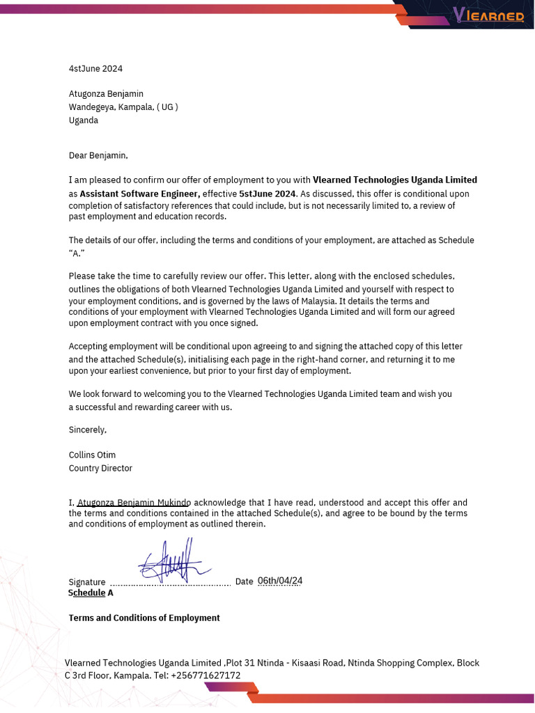 Employment Offer for Assistant Software Engineer | PDF | Trade Secret ...