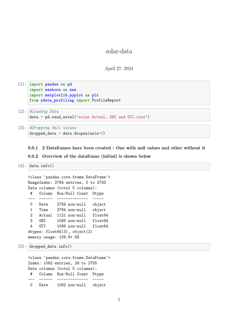 Solar Data | PDF | Descriptive Statistics | Data Analysis