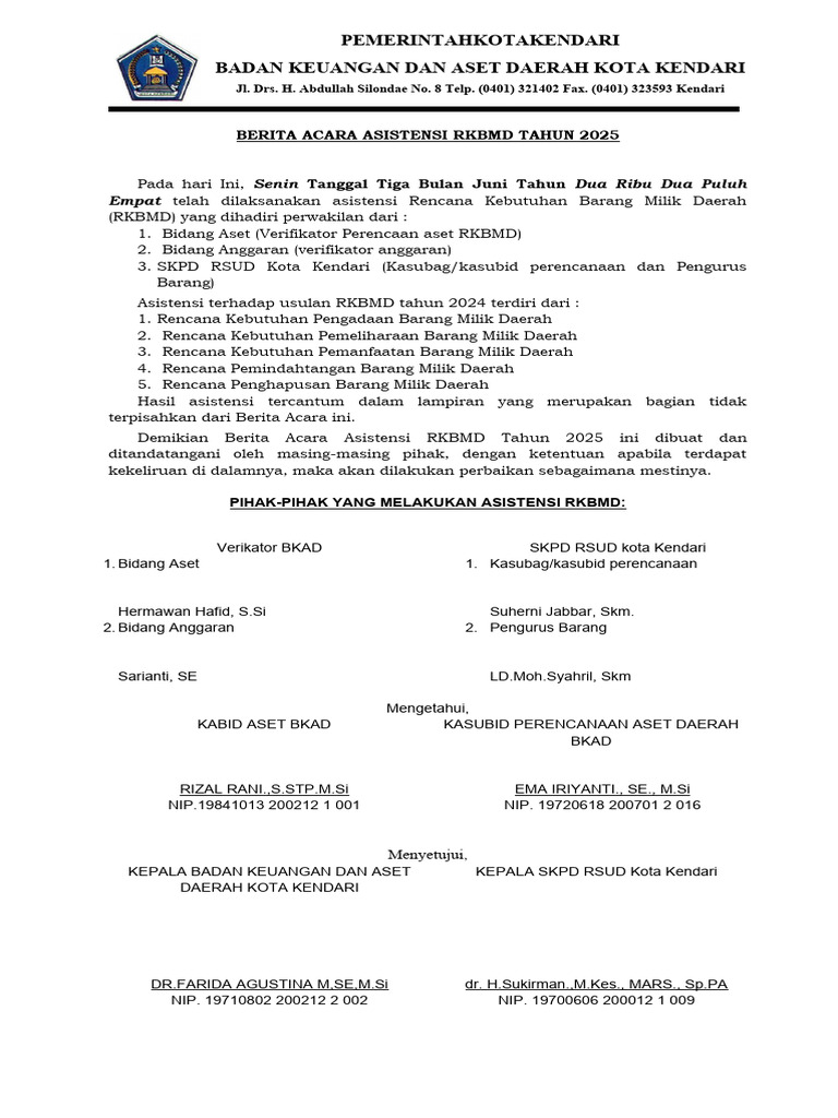 Format Bast Asistensi RKBMD | PDF