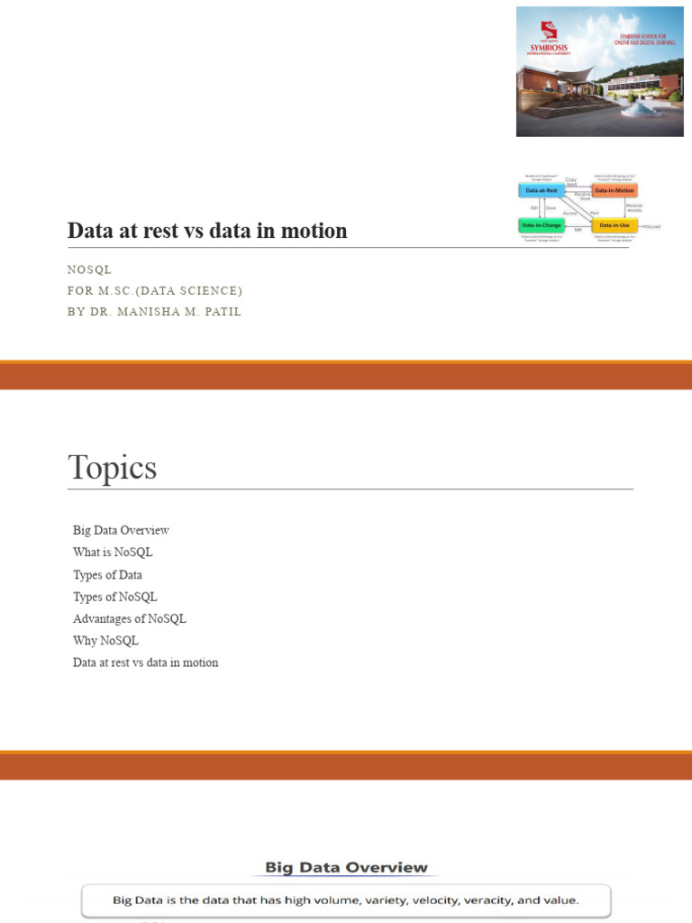 MODULE-1 Data at Rest Vs Data in Motion | PDF | No Sql | Databases