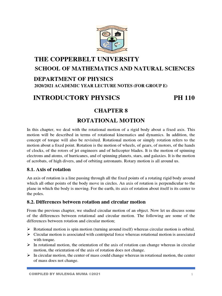 Chapter 8 Rotational Motion | PDF | Rotation Around A Fixed Axis | Torque