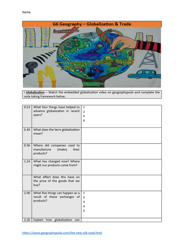 Task 1 Worksheet | PDF | Globalization | Trade