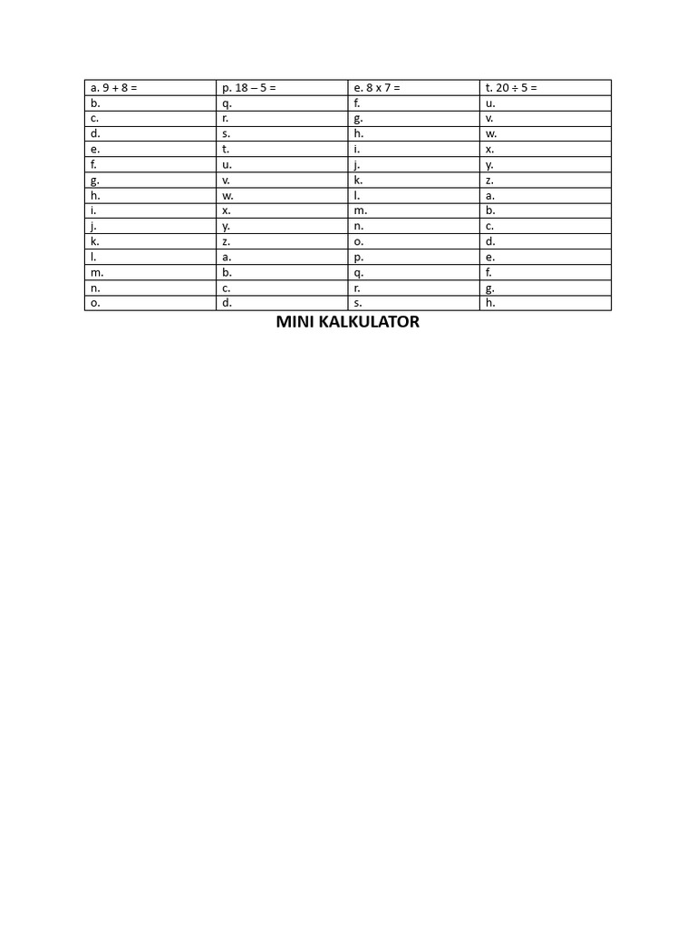 Mini Calculator Math Problems | PDF