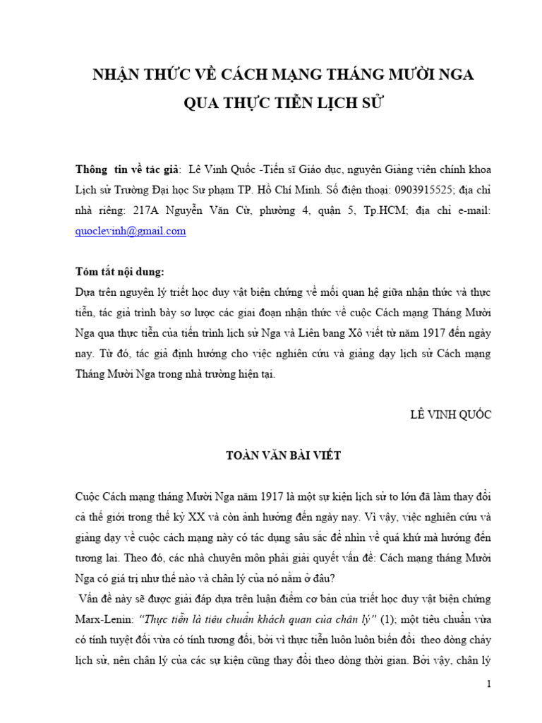 LeVinhQuoc Báo Cáo Khoa Học Về CMT10 | PDF