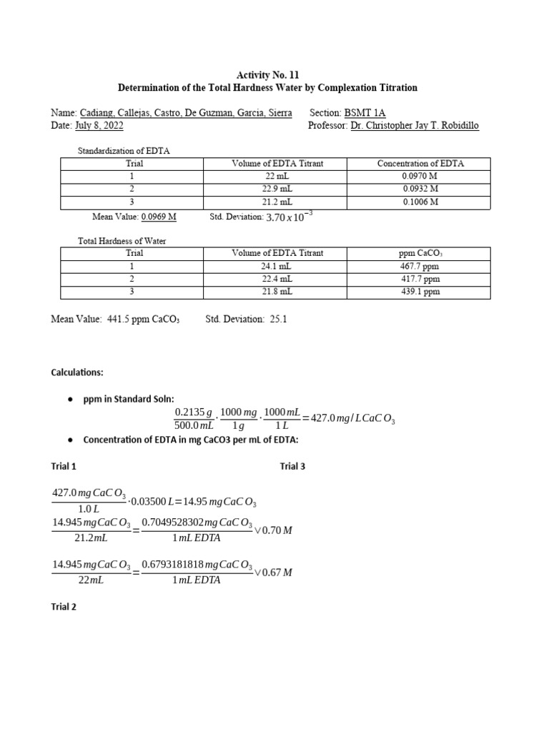 Lab Activity 11 Sheet | PDF | Titration | Chemistry