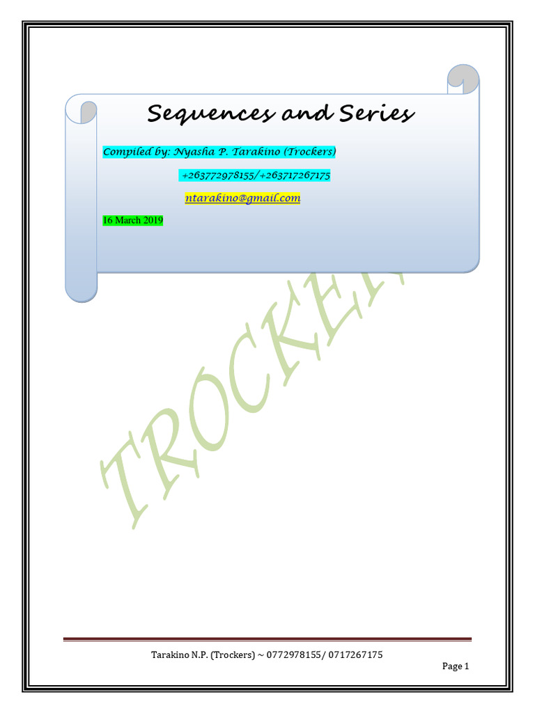 Sequences and Series - by Trockers | PDF | Sequence | Summation