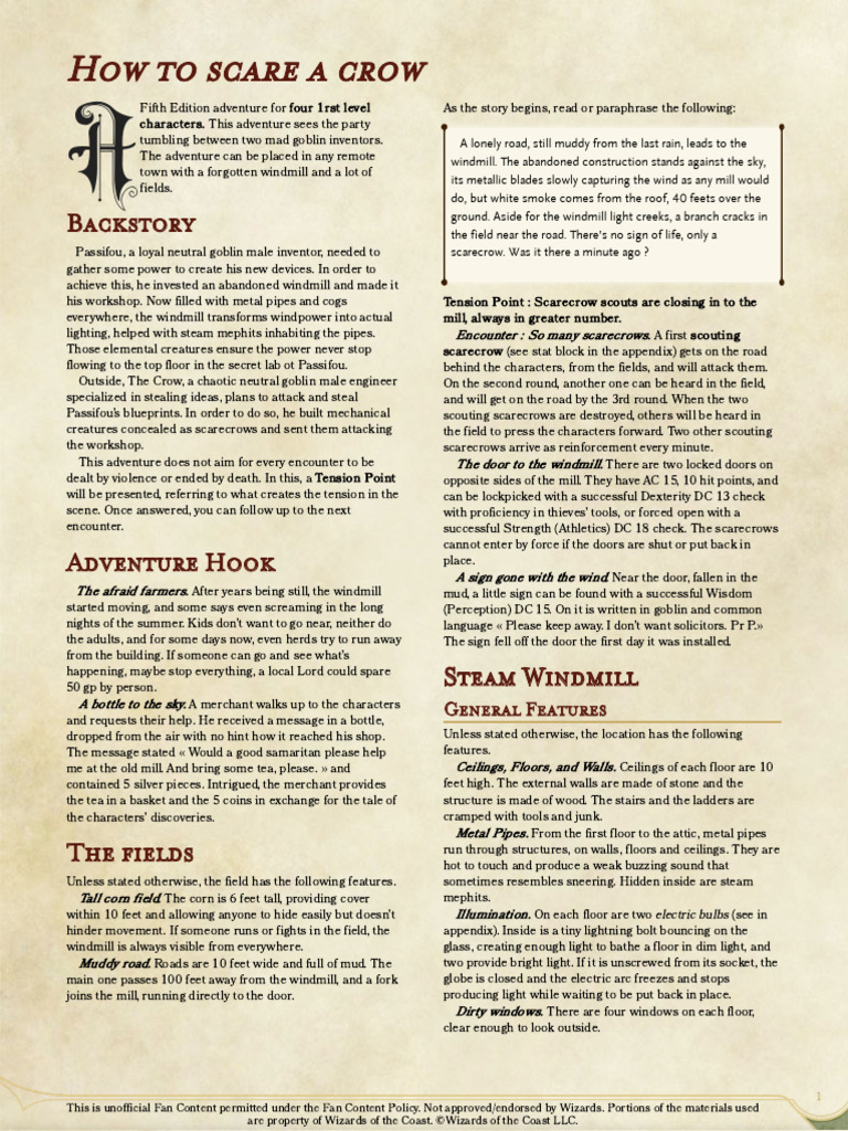 Scaring Crows: A Goblin Adventure | PDF | Copyright | License