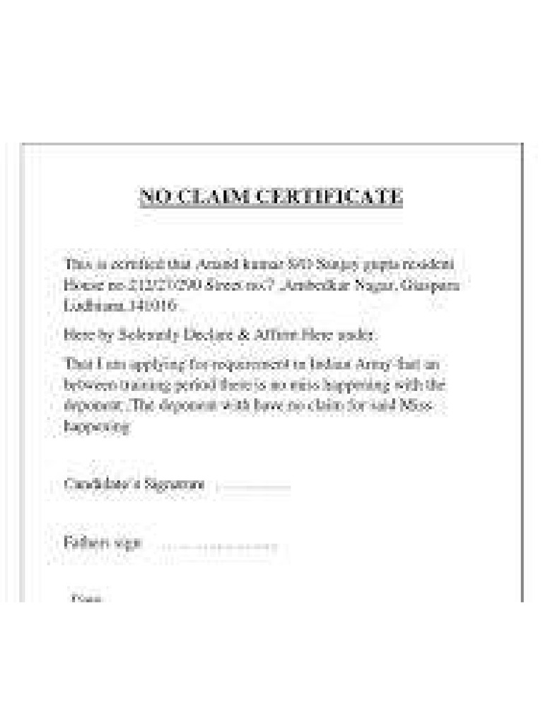 No Claim Certificate | PDF