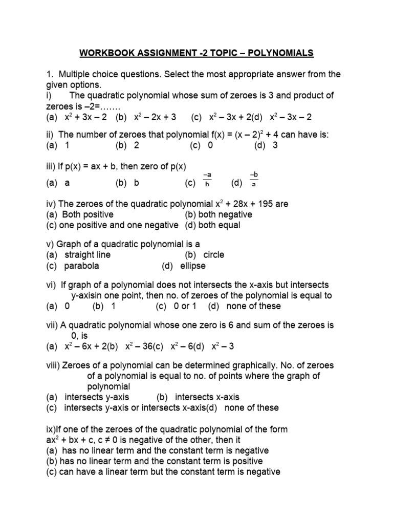 Workbook ASSIGNMENT2 | PDF | Quadratic Equation | Polynomial