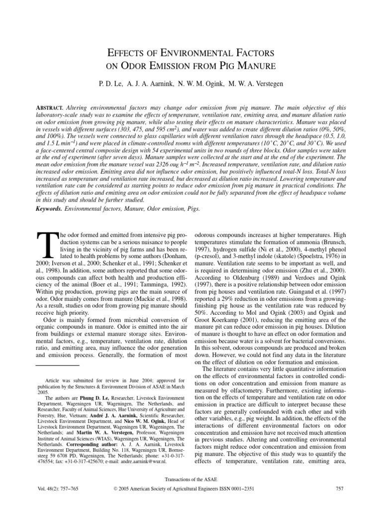 Effects of Environmental Factors On Odor Emission-Wageningen University ...