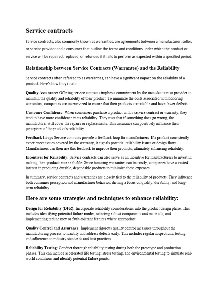 Service Contracts | PDF | Reliability Engineering | Business