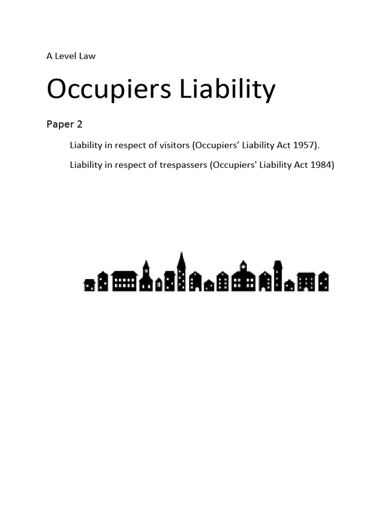Occupiers Liability Law Overview | PDF | Civil Law (Legal System ...