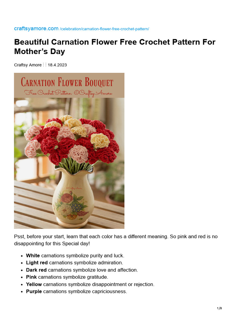 Carnation Flower | PDF | Crochet | Needlework
