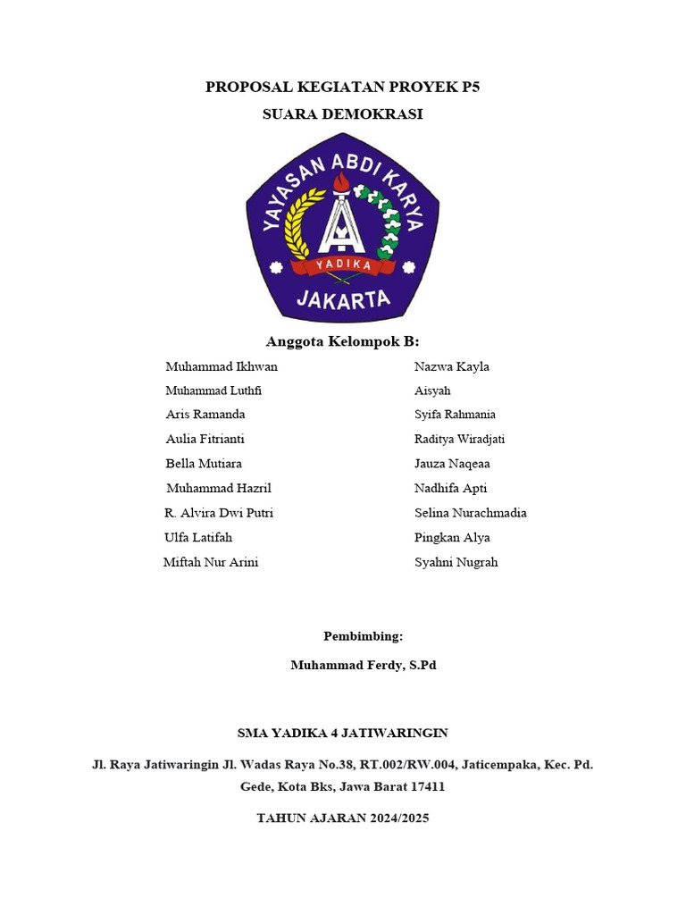 PROPOSAL PROYEK p5 B (New) | PDF