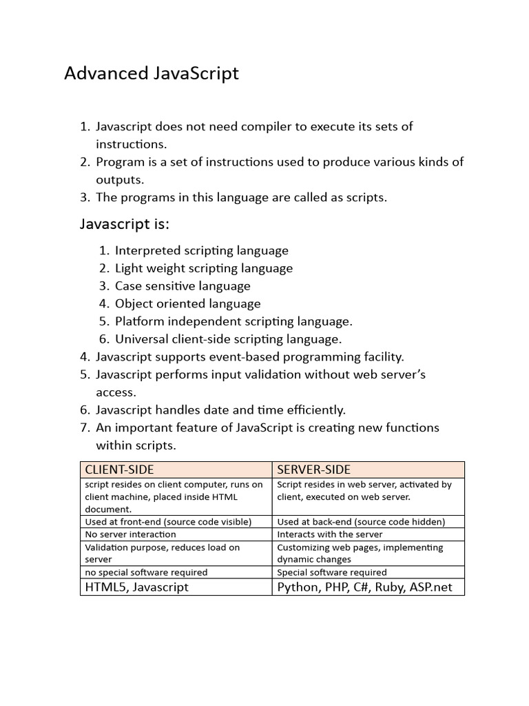 Advanced JavaScript | PDF | Dynamic Web Page | Document Object Model