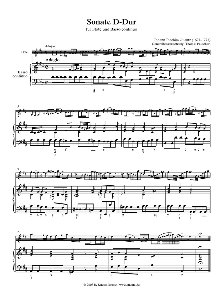 Quantz, JJ - Sonata Re M - Primera Parte - Fl+Pno+Cello | PDF ...