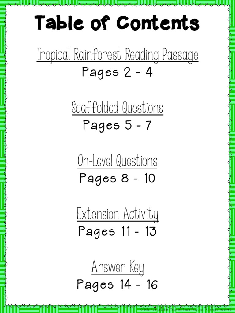 Rainforest Reading Comprehension | PDF | Rainforest | Canopy (Biology)