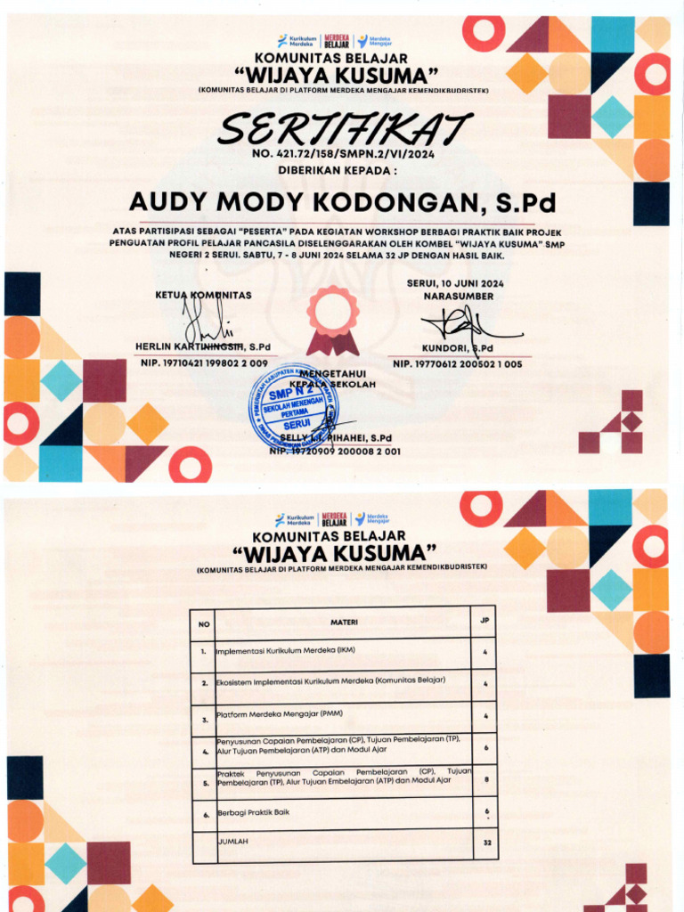 Sertifikat A Audy | PDF