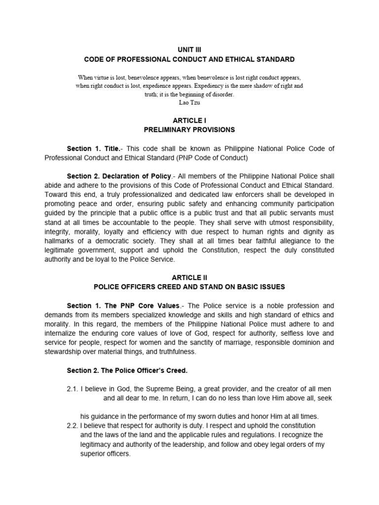 Ethics Unit 3 | PDF | Loyalty | Police