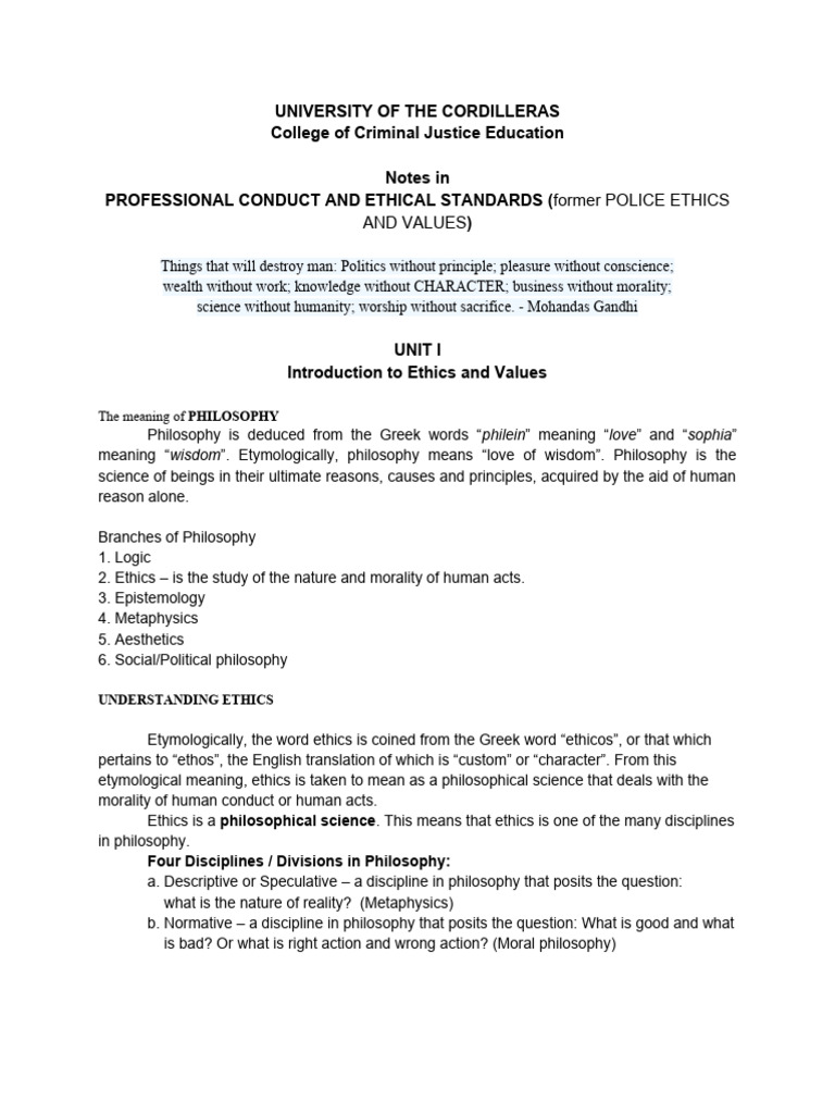 Ethics Unit 1 | PDF | Morality | Liberal Arts Education