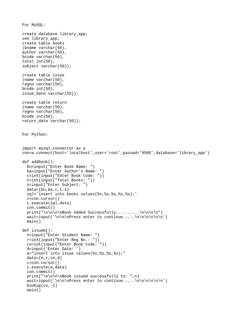 Class 12 Computer Science Project Pdf Sql Information Technology Management