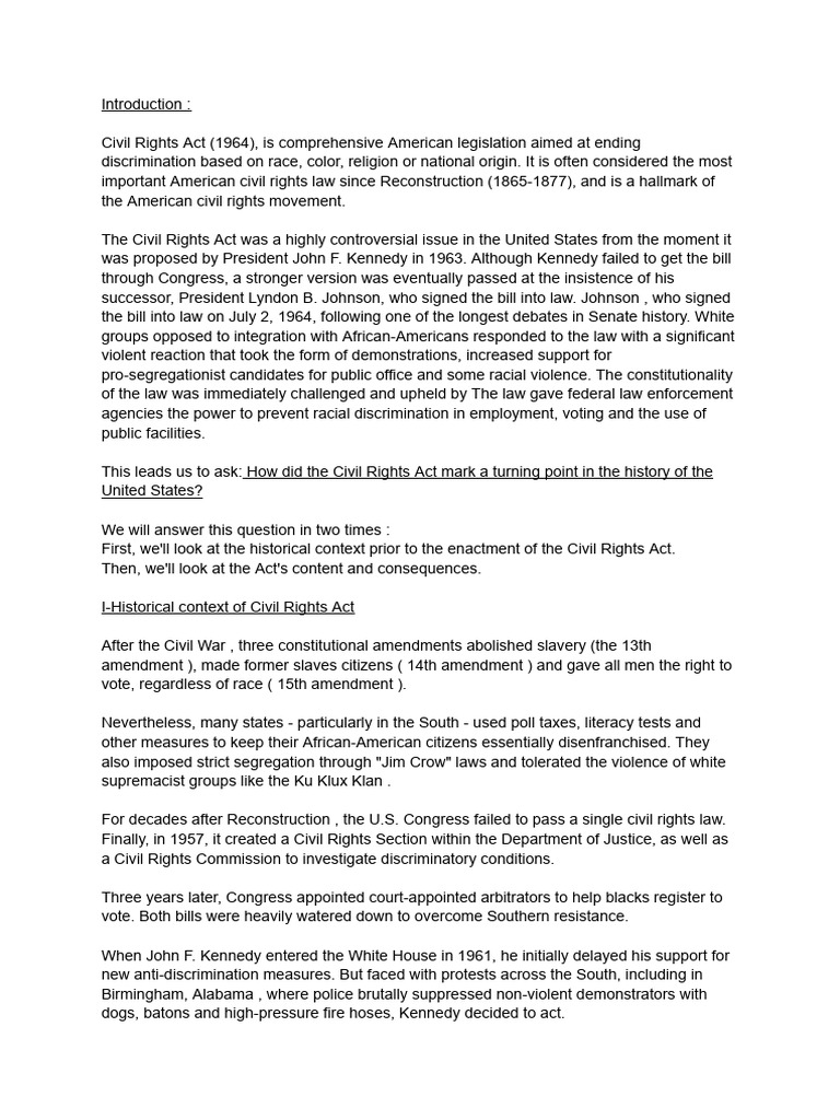 Civil Rights Acts 2 | PDF | Civil Rights Act Of 1964 | Southern United ...