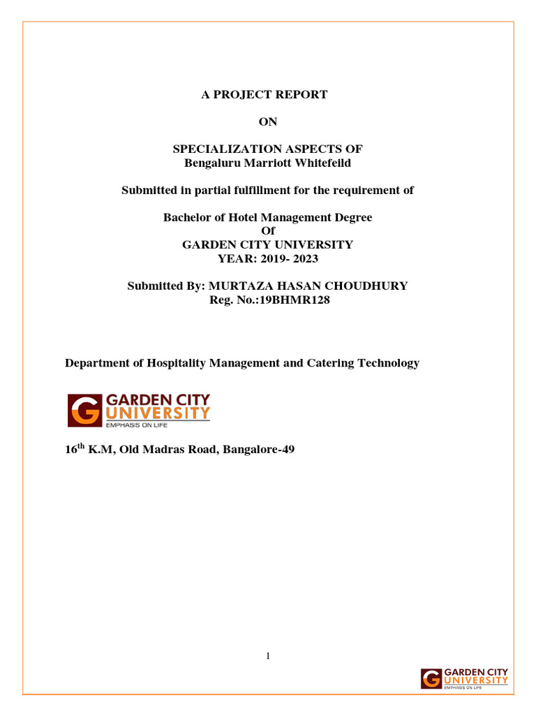 Project Report Murtaza | PDF | Marriott International | Restaurants