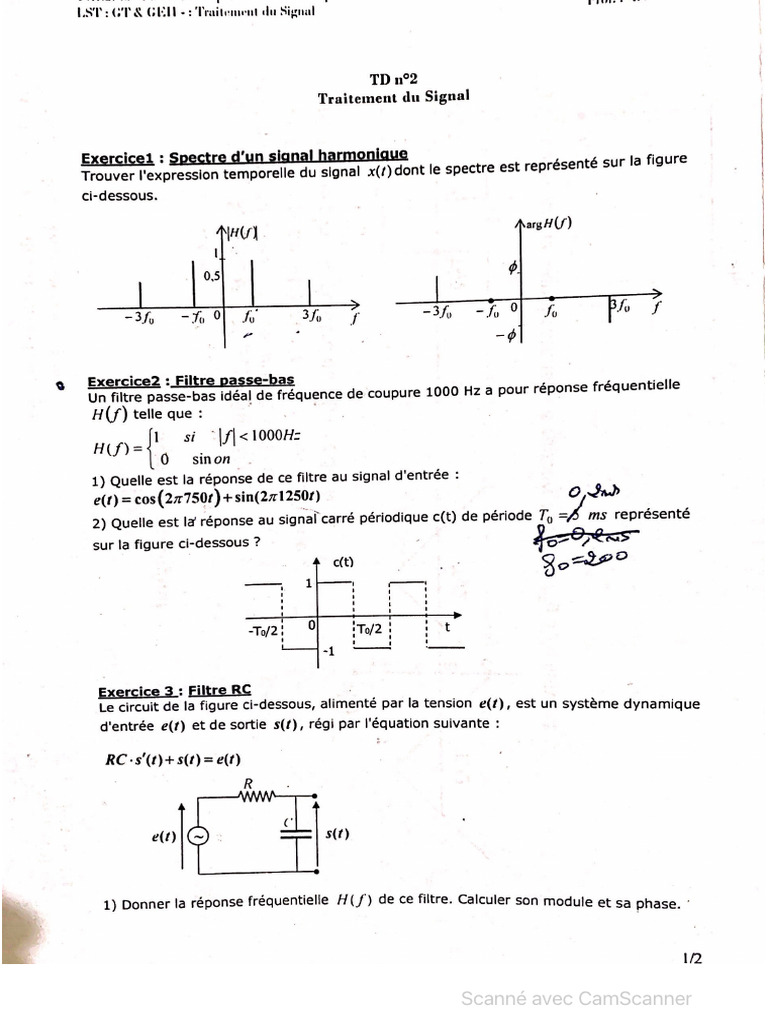 TD2 Traitement de Signal | PDF