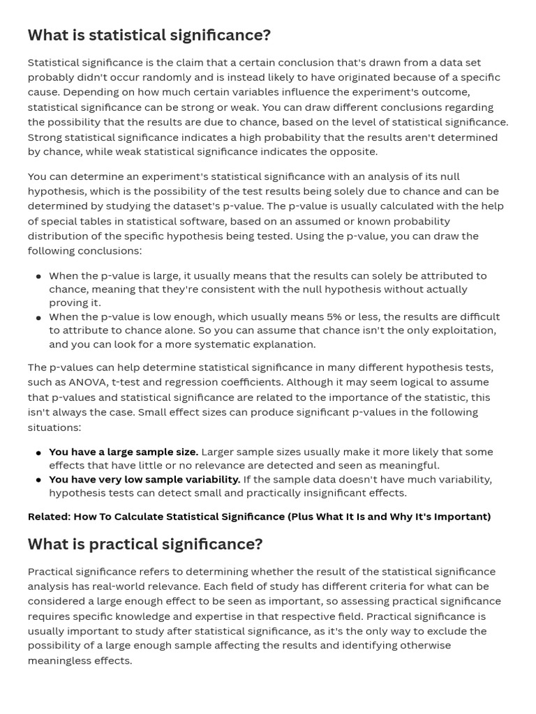 What Is Statistical Significance | PDF | P Value | Statistics