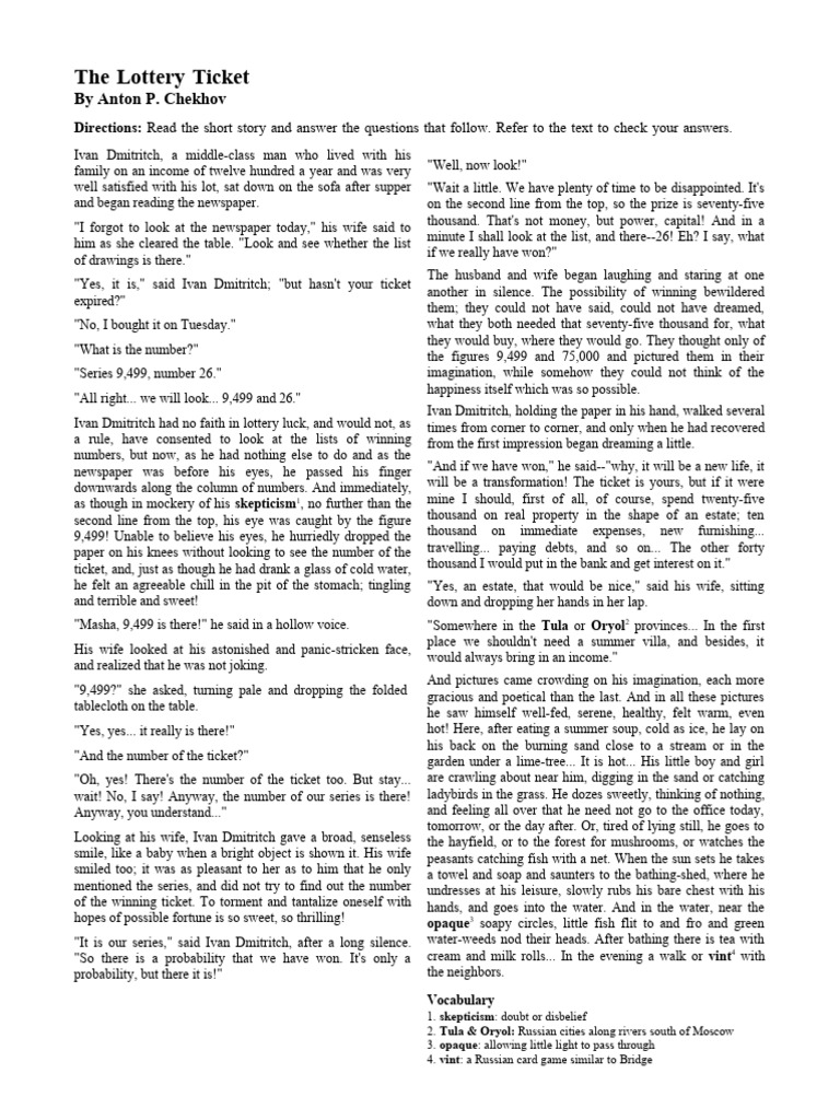 The-Lottery-Ticket Reading | PDF | Narration