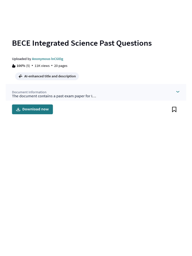 BECE Integrated Science Past Questions - PDF - Ductility - Carbon | PDF ...