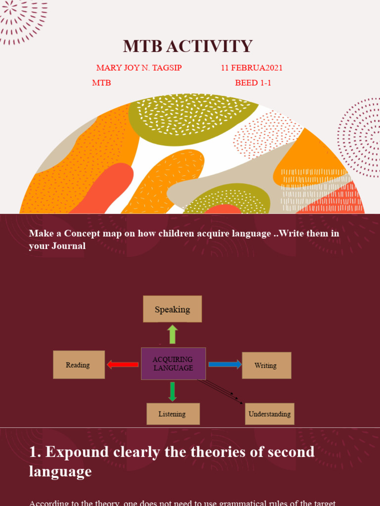 MTB - Activity 3,4 and 5 - Mary Joy N. Tagsip Beed 1-1. | PDF | Second Language | Second ...