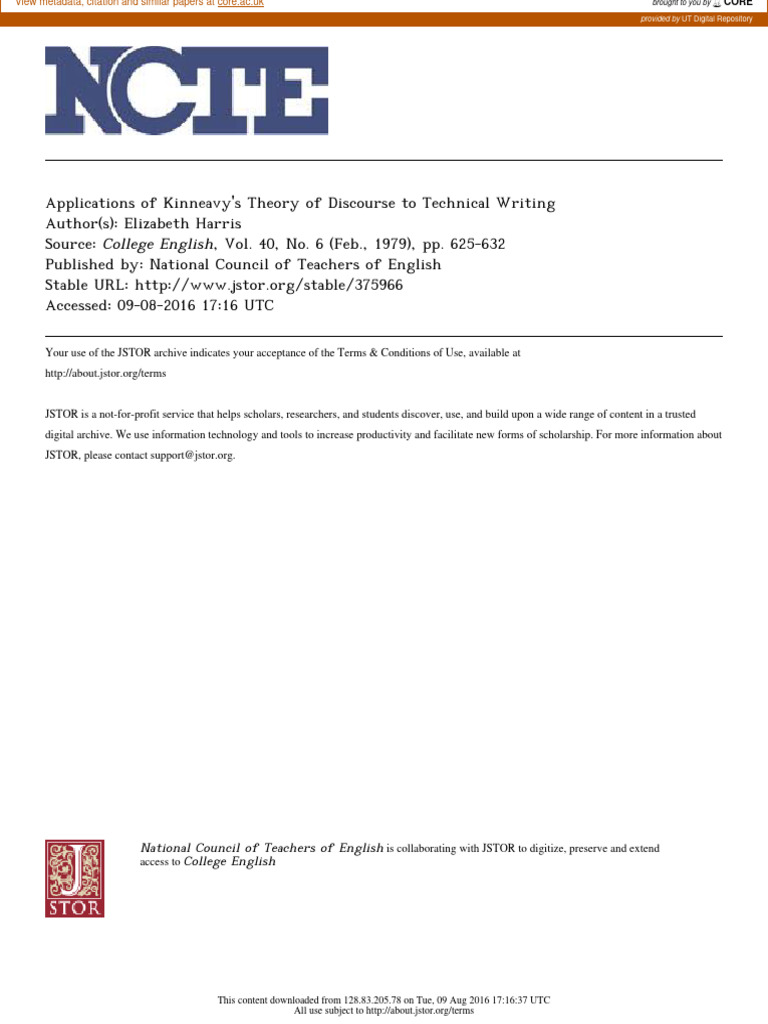 Kinneavy's Discourse Theory in Technical Writing | PDF | Theory | Rhetoric