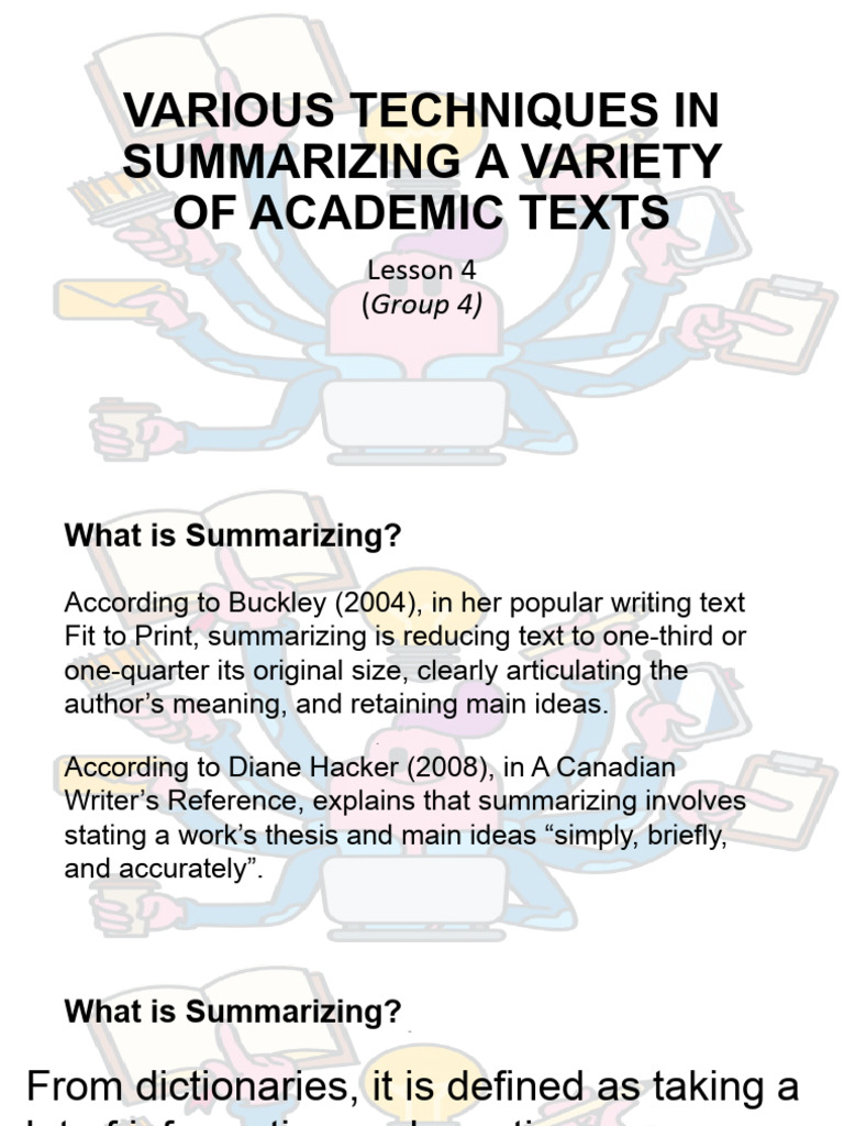 Various Techniques in Summarizing A Variety of Academic | PDF | Human Communication