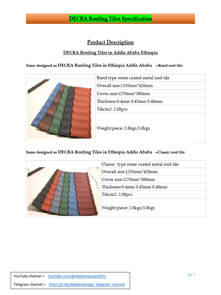 DECRA Roof Specification | PDF | Roof | Materials