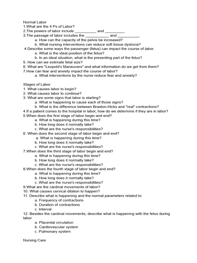 Normal-Labor-QUESTIONS 2 | Download Free PDF | Childbirth | Pregnancy