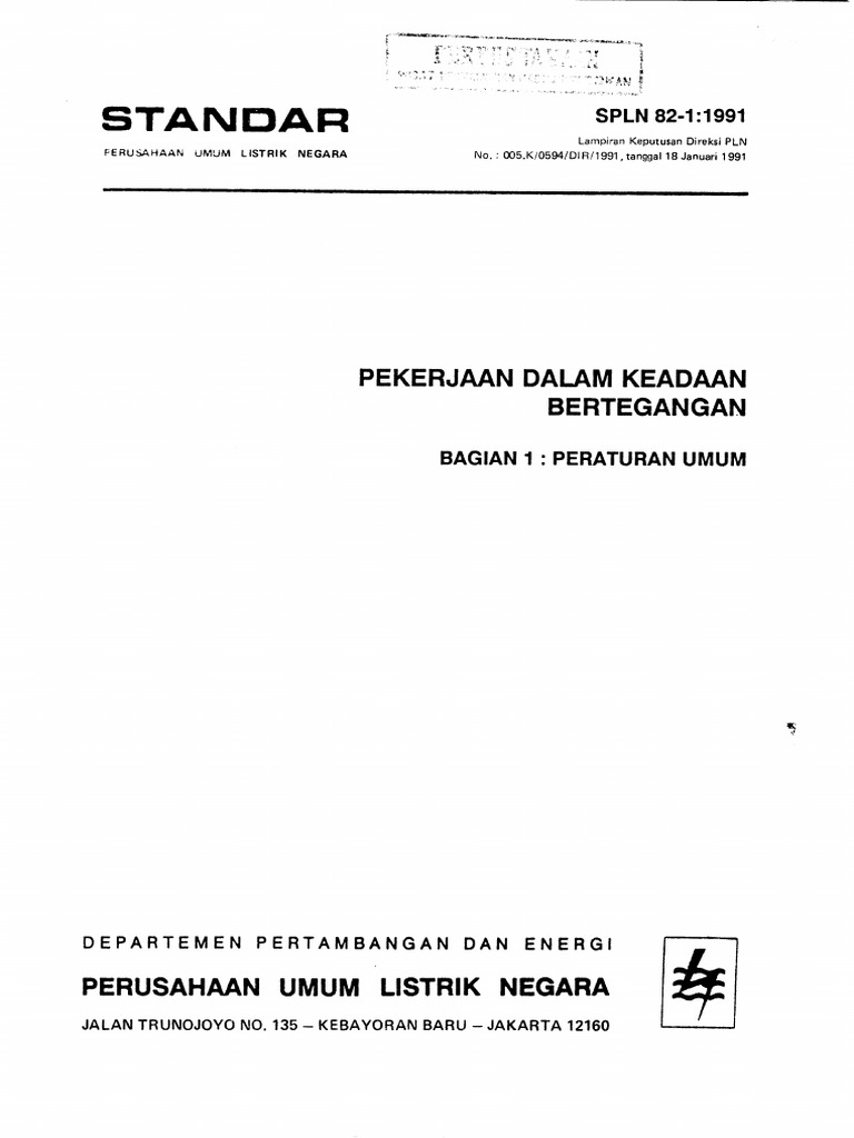 SPLN 82-1 - 1991 (PDKB) | PDF
