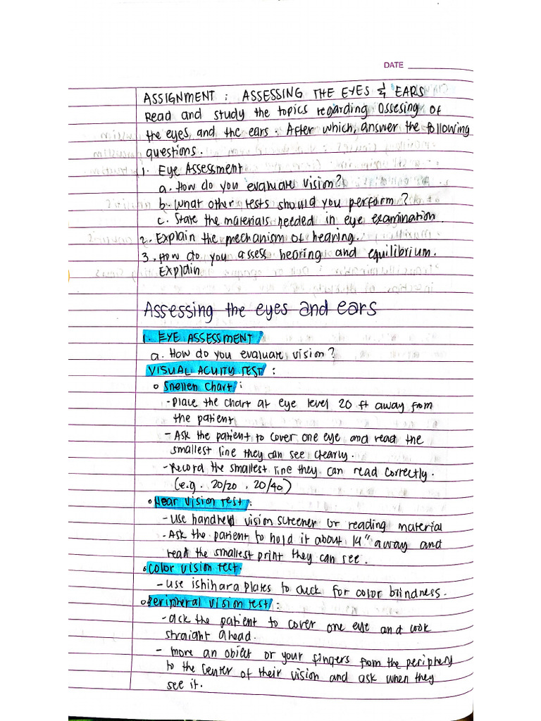 Assessing Eyes and Ears | PDF