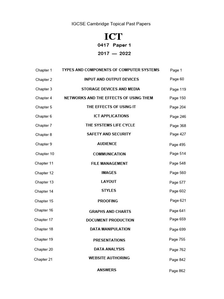 ICT Chapters 1 To 5 | PDF | Information Technology | Input/Output