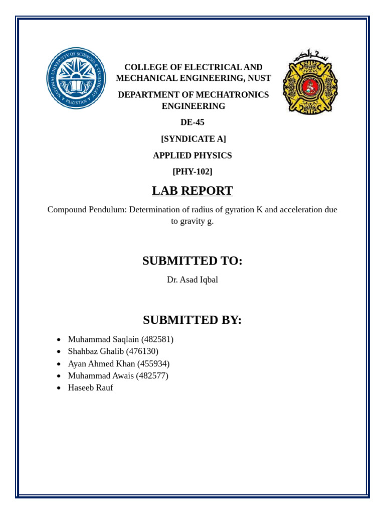 Compound Pendulum Ex 8 | PDF | Pendulum | Theoretical Physics